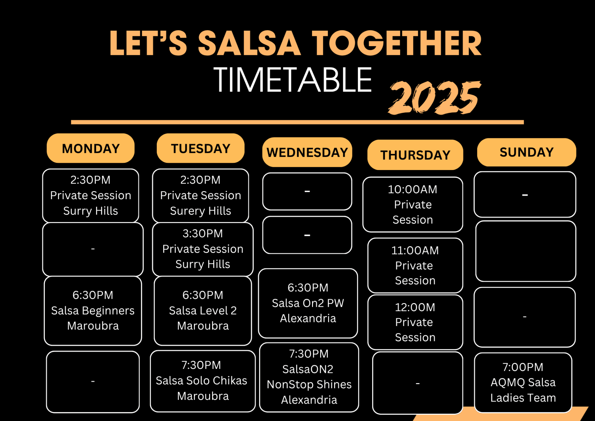 Timetable - Let's Salsa Together